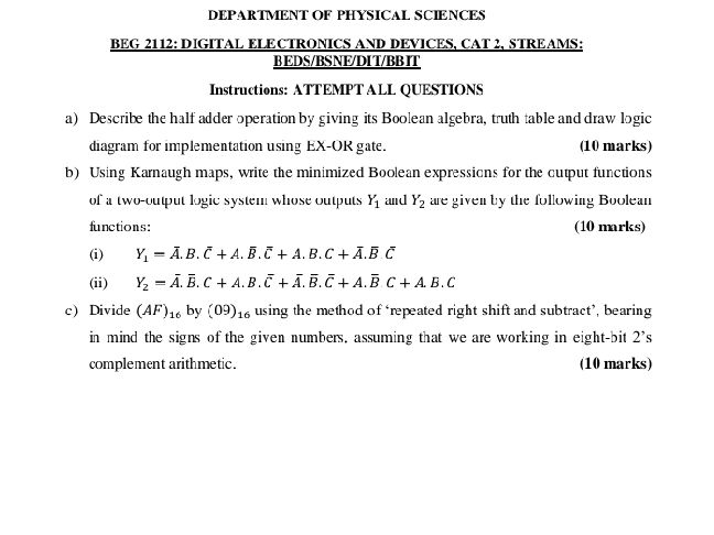 a) Describe the half adder operation by | StudyX