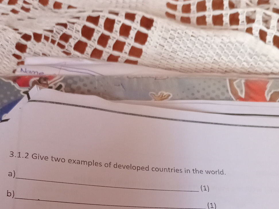 3.1.2 Give two examples of developed | StudyX