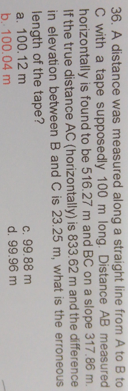 36. A distance was measured along a straight | StudyX