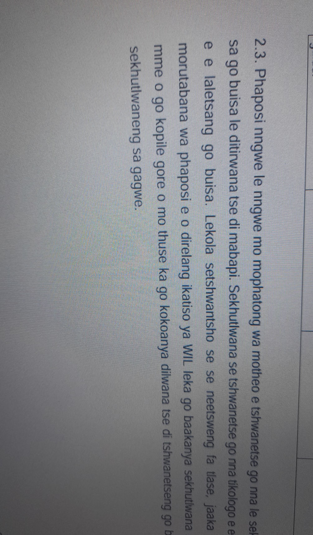 2.3. Phaposi nngwe le nngwe mo mophatong wa | StudyX