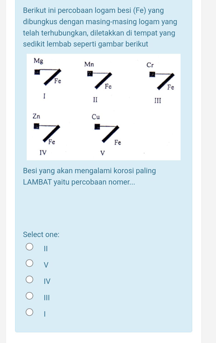 Berikut ini percobaan logam besi (Fe) yang | StudyX
