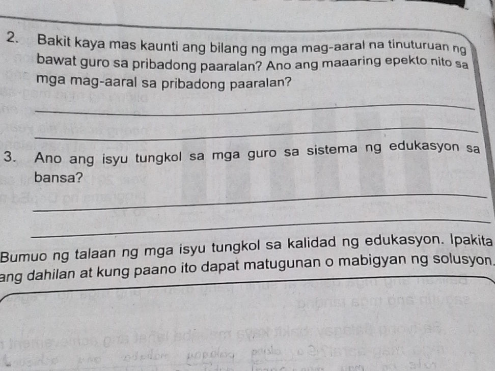 2. Bakit kaya mas kaunti ang bilang ng mga | StudyX