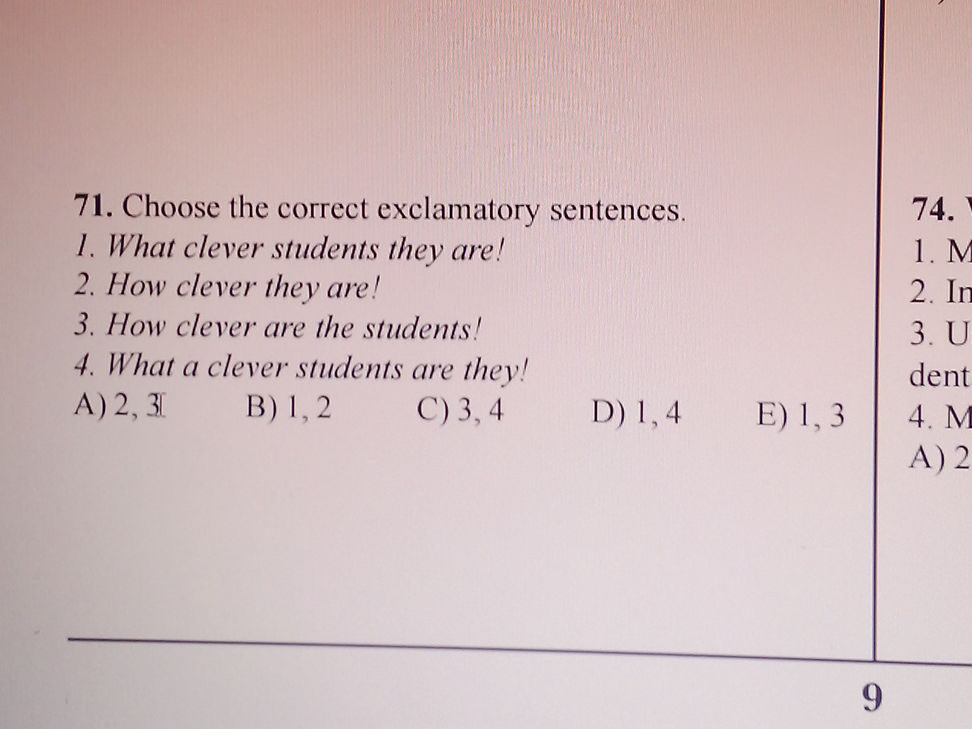 71. Choose the correct exclamatory | StudyX