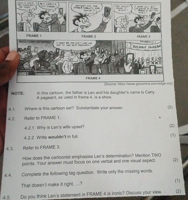NOTE: In this cartoon, the father is Len and | StudyX