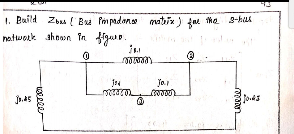 1. Build Zbus (Bus impedance matrix) for the | StudyX