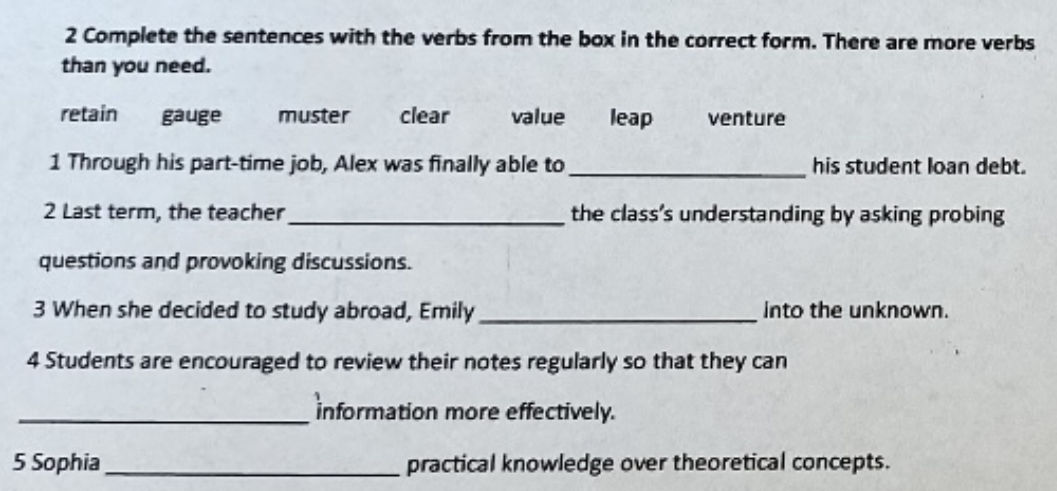 2 Complete the sentences with the verbs from | StudyX