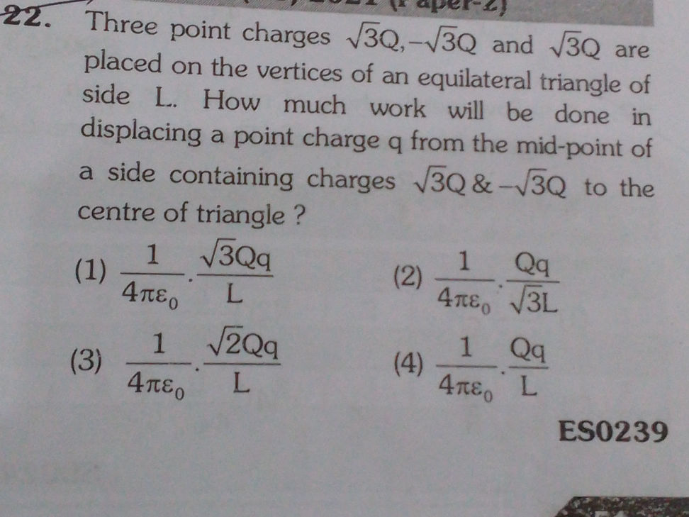 Three point charges $ {3}Q$, $- {3}Q$ and $ | StudyX