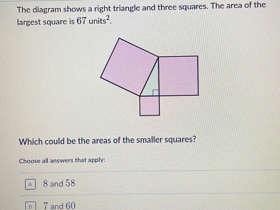 The diagram shows a right triangle and three | StudyX