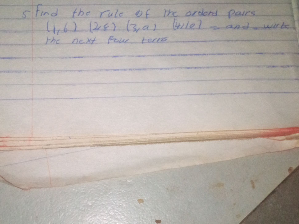 5 find the rule of the orderd pairs (1,6) | StudyX