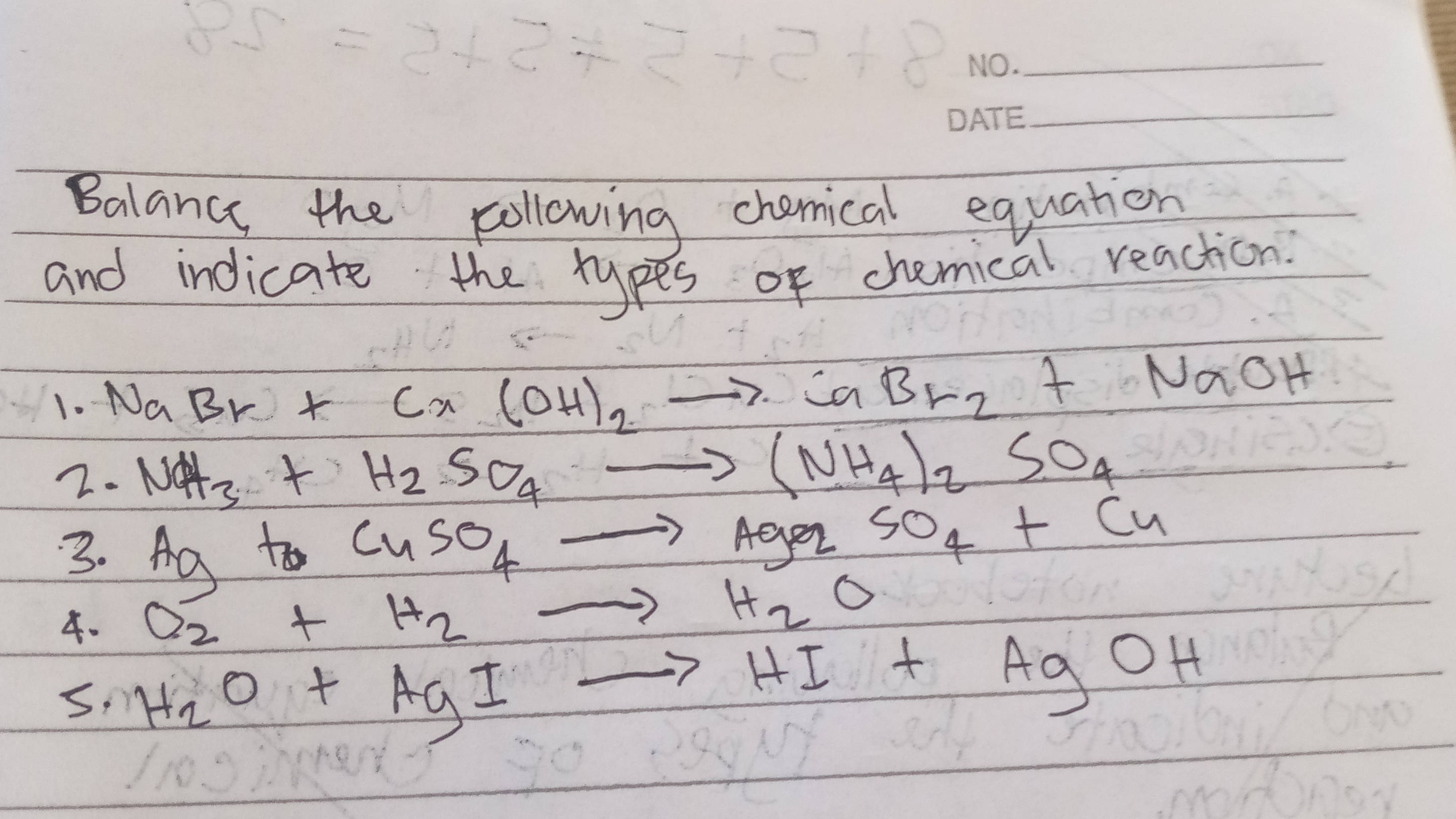 Balance the following chemical equation and | StudyX