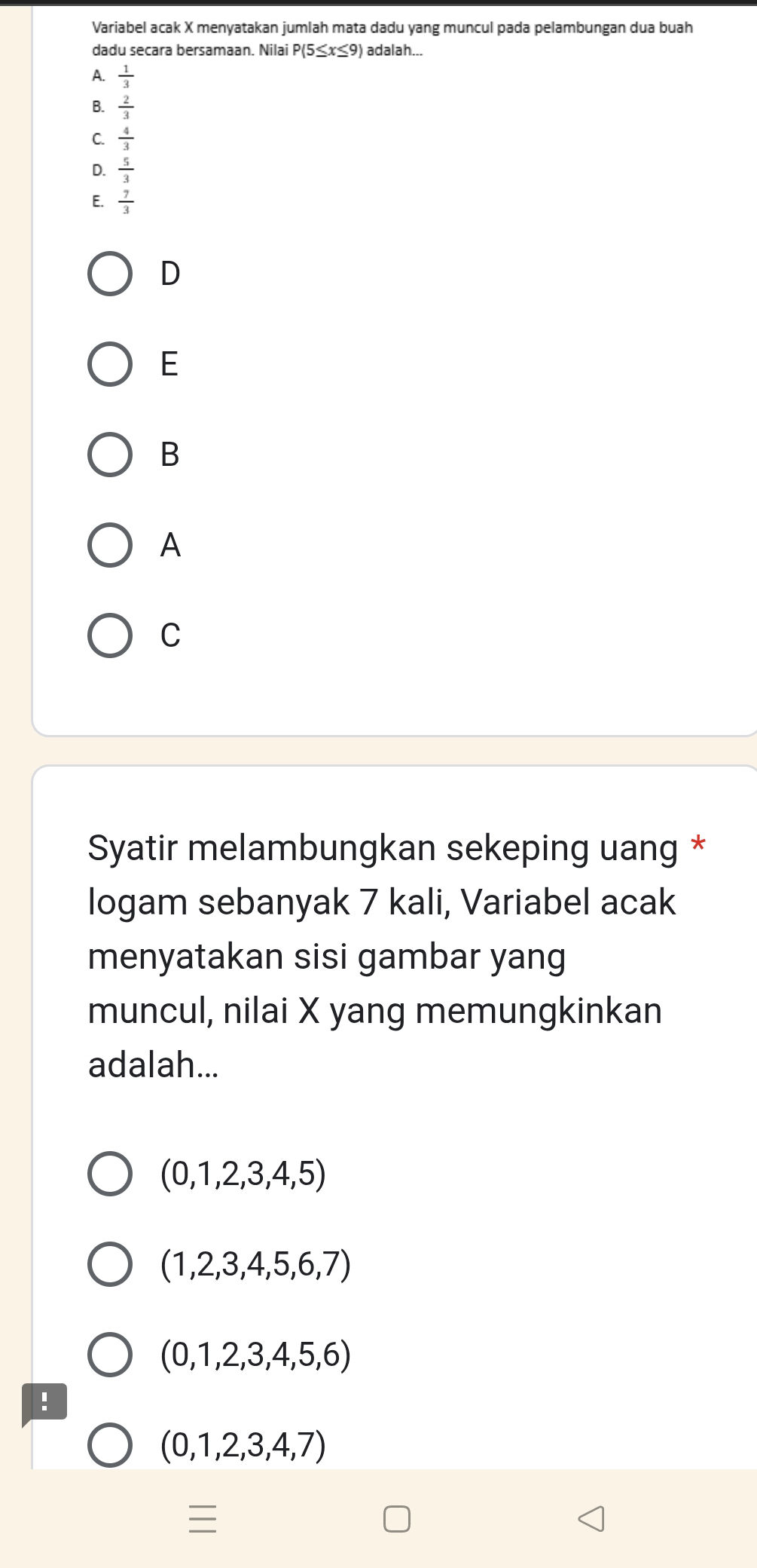 Variabel acak X menyatakan jumlah mata dadu | StudyX