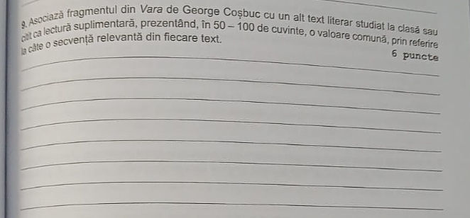 9. Asociază fragmentul din Vara de George | StudyX