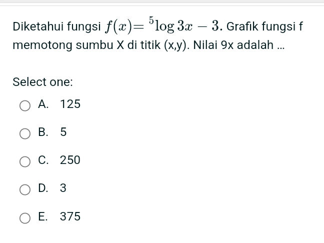 Diketahui fungsi $f(x) = ^5 3x - 3$. Grafik | StudyX
