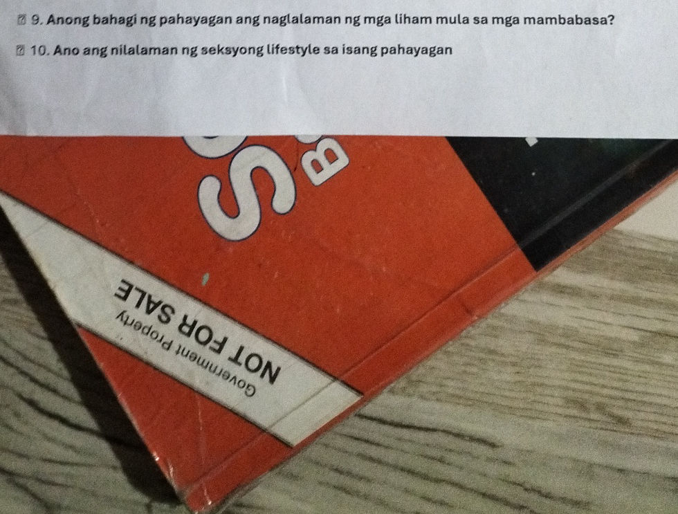 9. Anong bahagi ng pahayagan ang naglalaman | StudyX