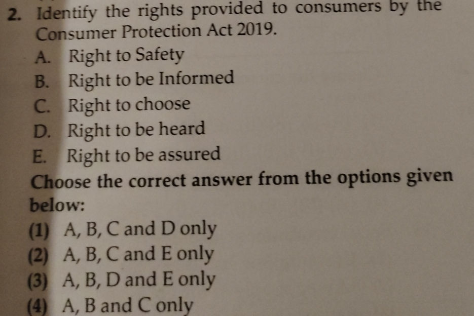 2. Identify the rights provided to consumers | StudyX