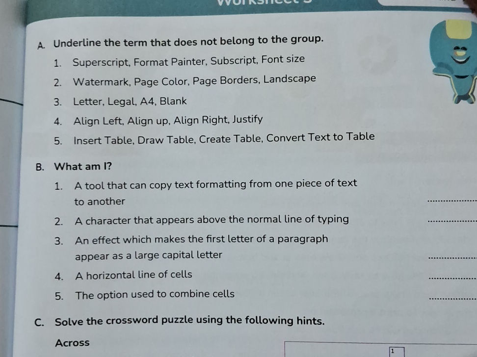 A. Underline the term that does not belong | StudyX