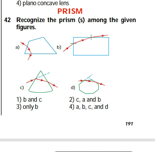 4) plano concave lens PRISM 42 Recognize the | StudyX