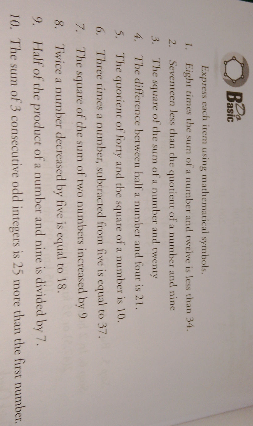 1. Eight times the sum of a number and | StudyX