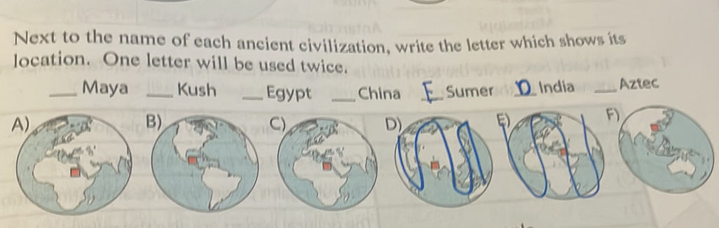 Next to the name of each ancient | StudyX