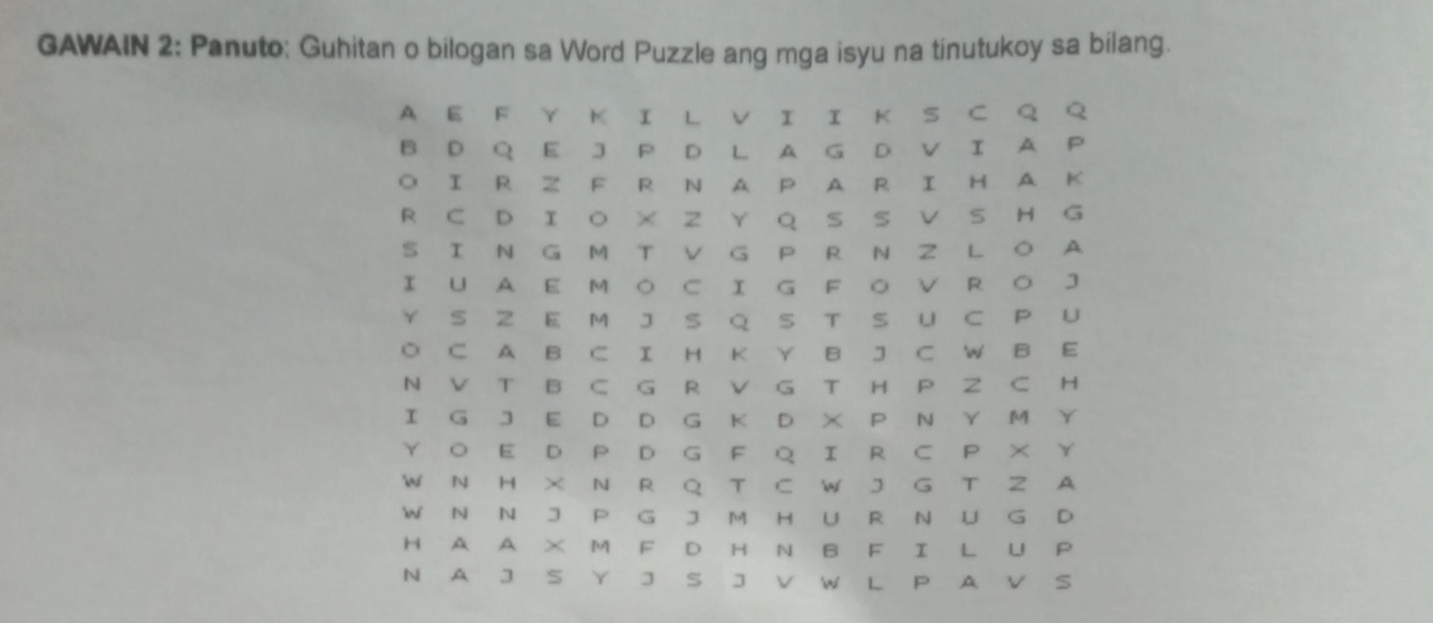 GAWAIN 2: Panuto: Guhitan o bilogan sa Word | StudyX