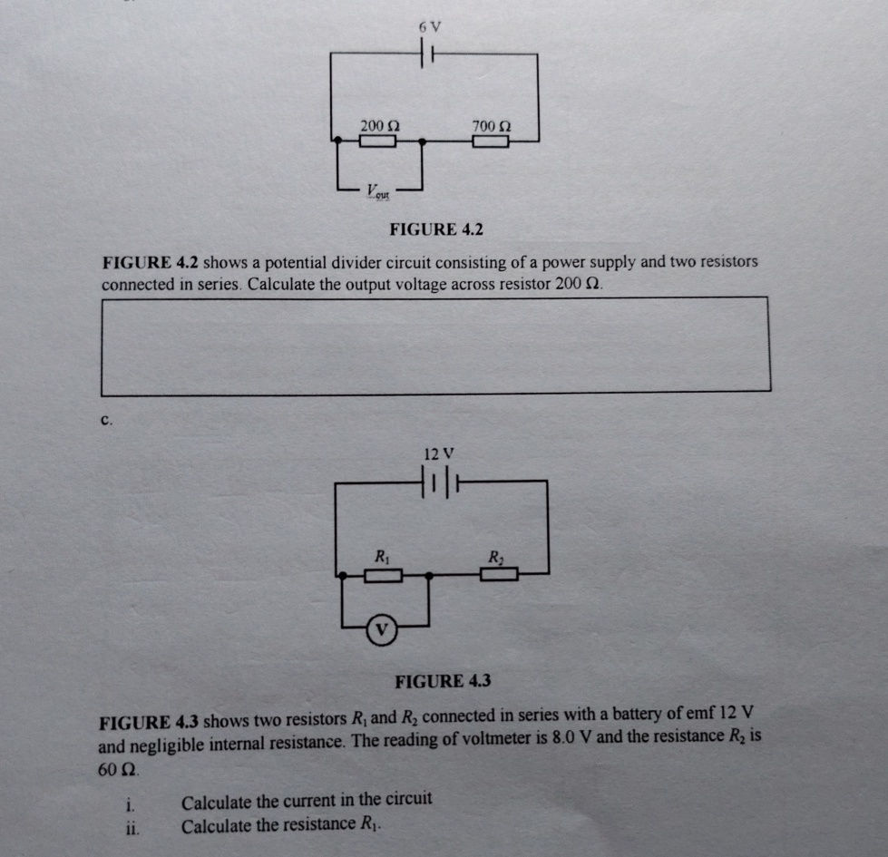FIGURE 4.2 shows a potential divider circuit | StudyX