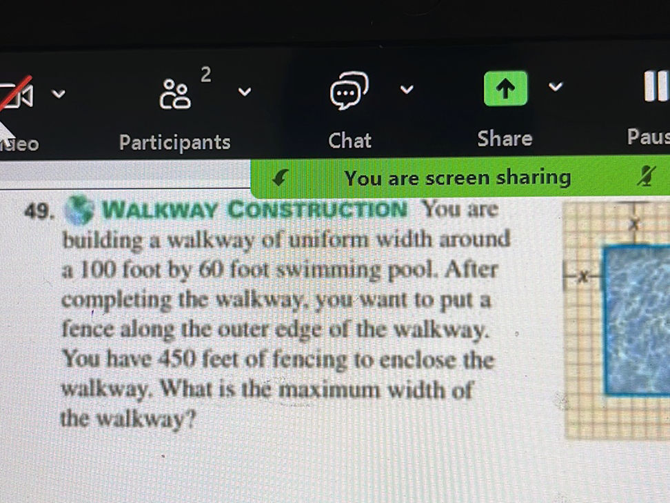 49. WALKWAY CONSTRUCTION You are building a | StudyX