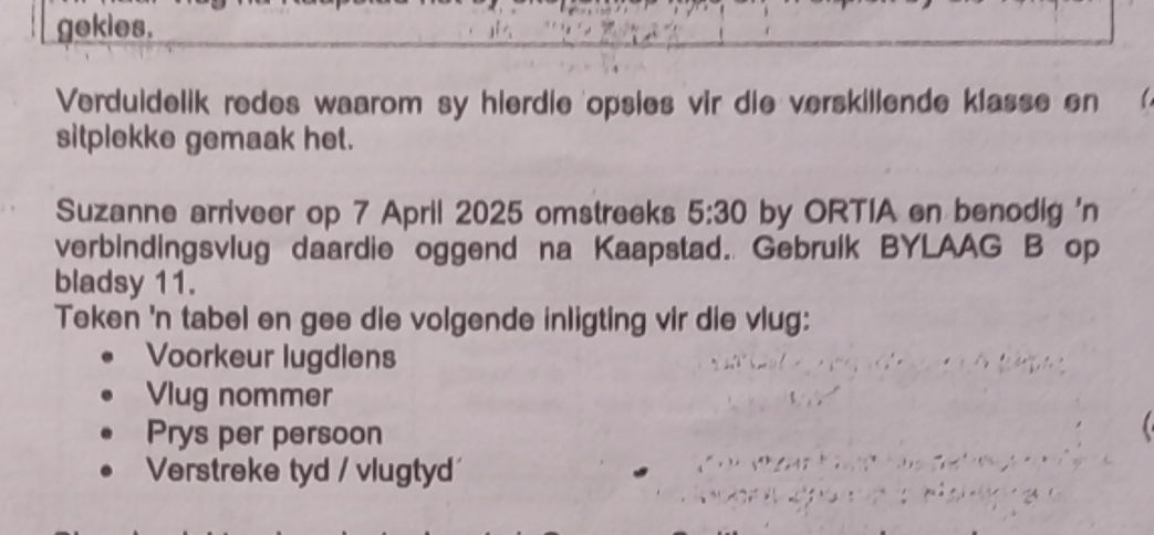 Verduidelik redes waarom sy hierdie opsies | StudyX
