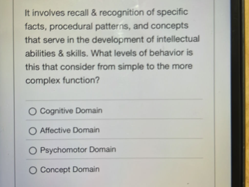 It involves recall recognition of specific | StudyX