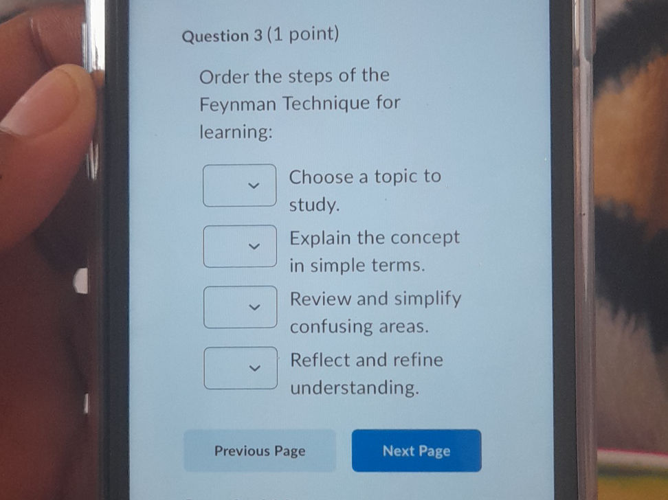 Question 3 (1 point) Order the steps of the | StudyX