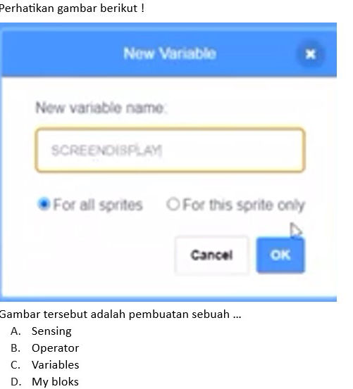Perhatikan gambar berikut ! New Variable | StudyX