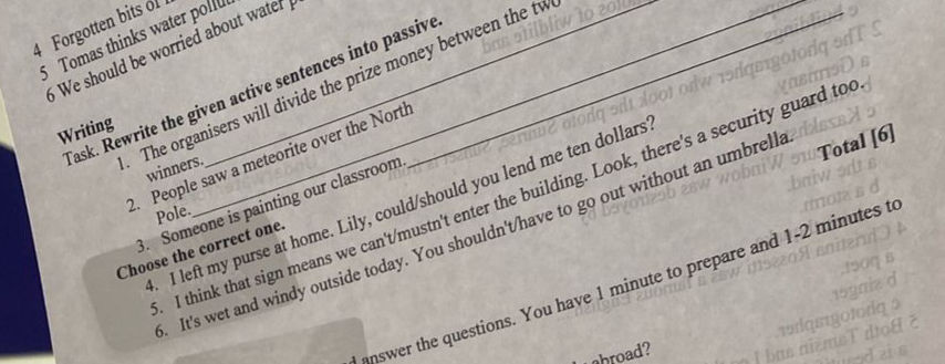 Writing Task. Rewrite the given active | StudyX