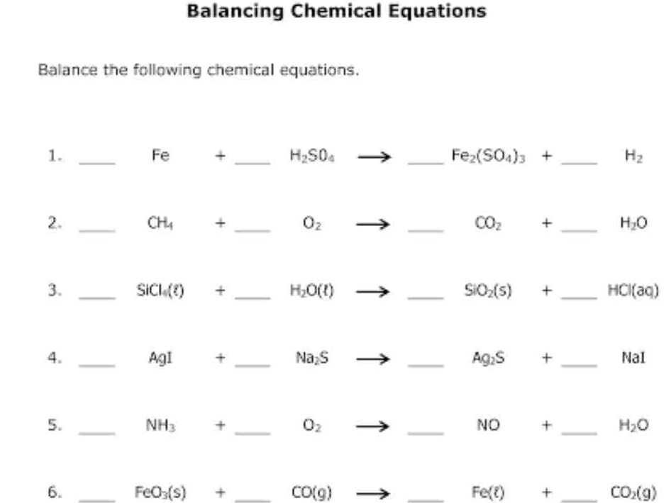 Balance the following chemical equations. | StudyX