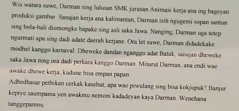 Wis watara suwe, Darman sing lulusan SMK | StudyX