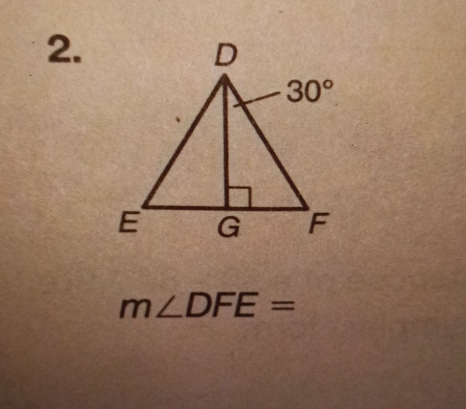 Find the measure of angle DFE in the triangle | StudyX