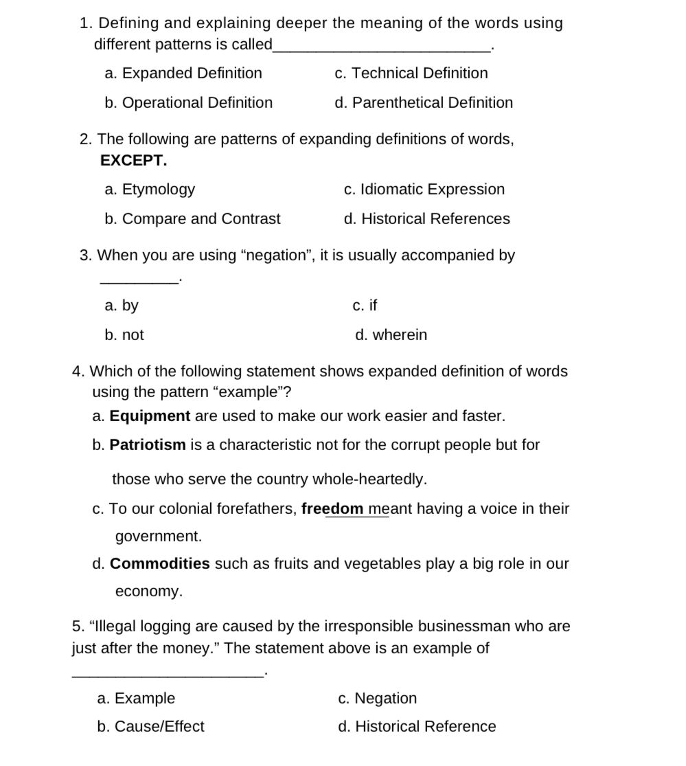 1. Defining and explaining deeper the | StudyX