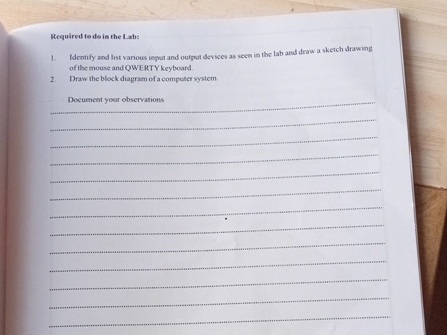 Required to do in the Lab: 1. Identify and