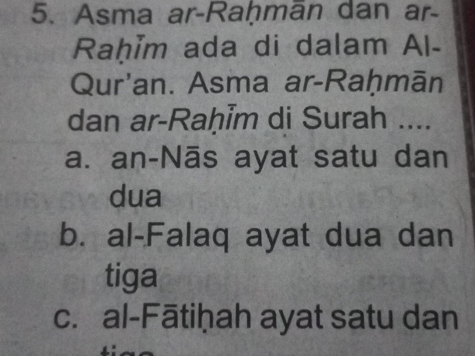5. Asma ar-Rahman dan ar-Rahim ada di dalam | StudyX