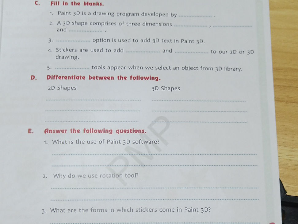 C. Fill in the blanks. 1. Paint 3D is a | StudyX