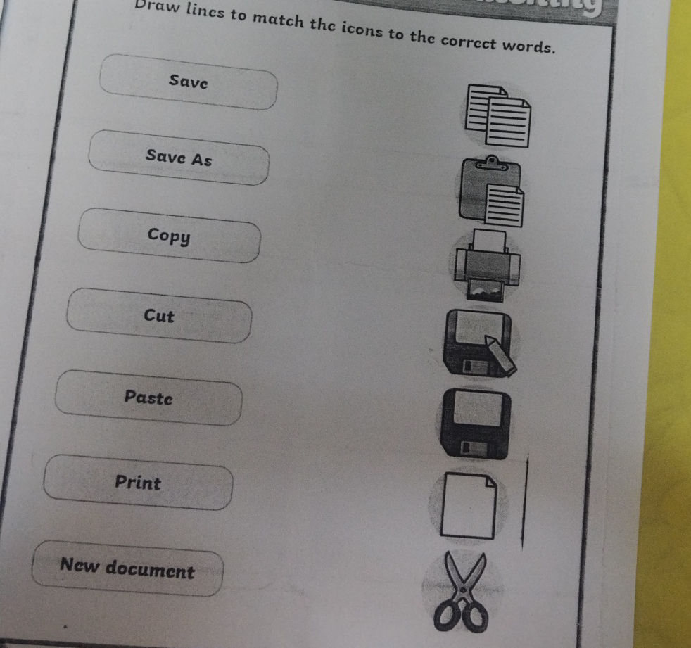 Draw lines to match the icons to the correct | StudyX