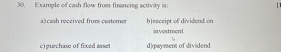 30. Example of cash flow from financing | StudyX