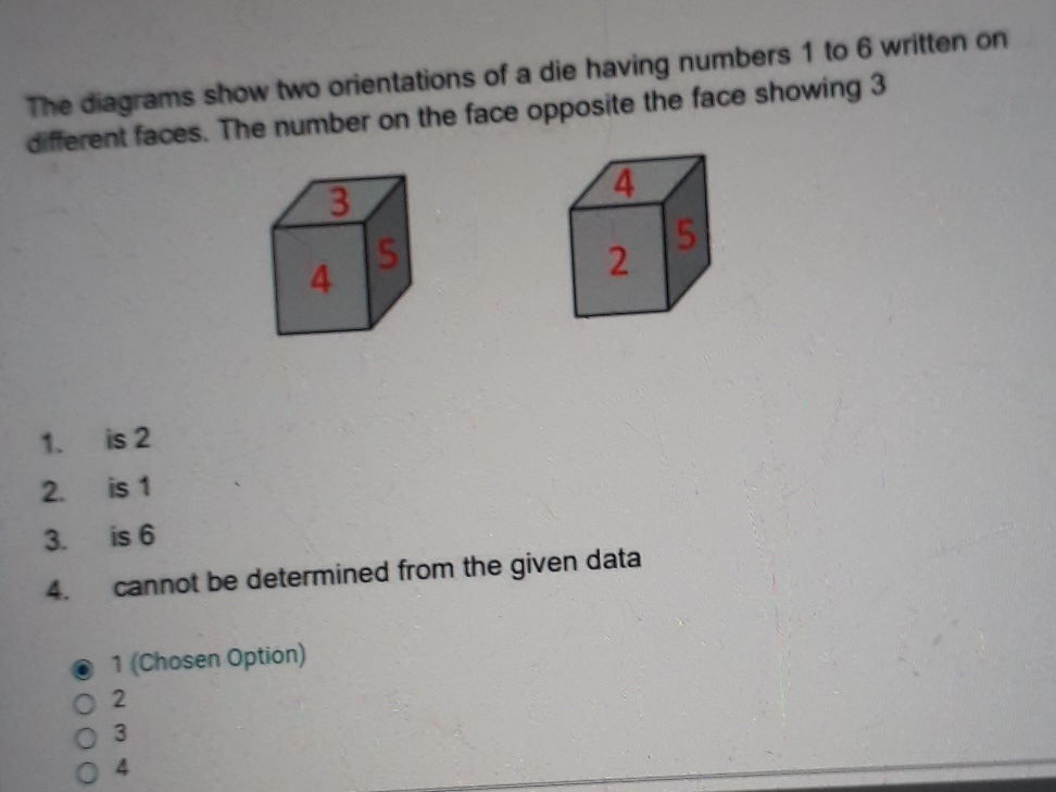 The diagrams show two orientations of a die | StudyX