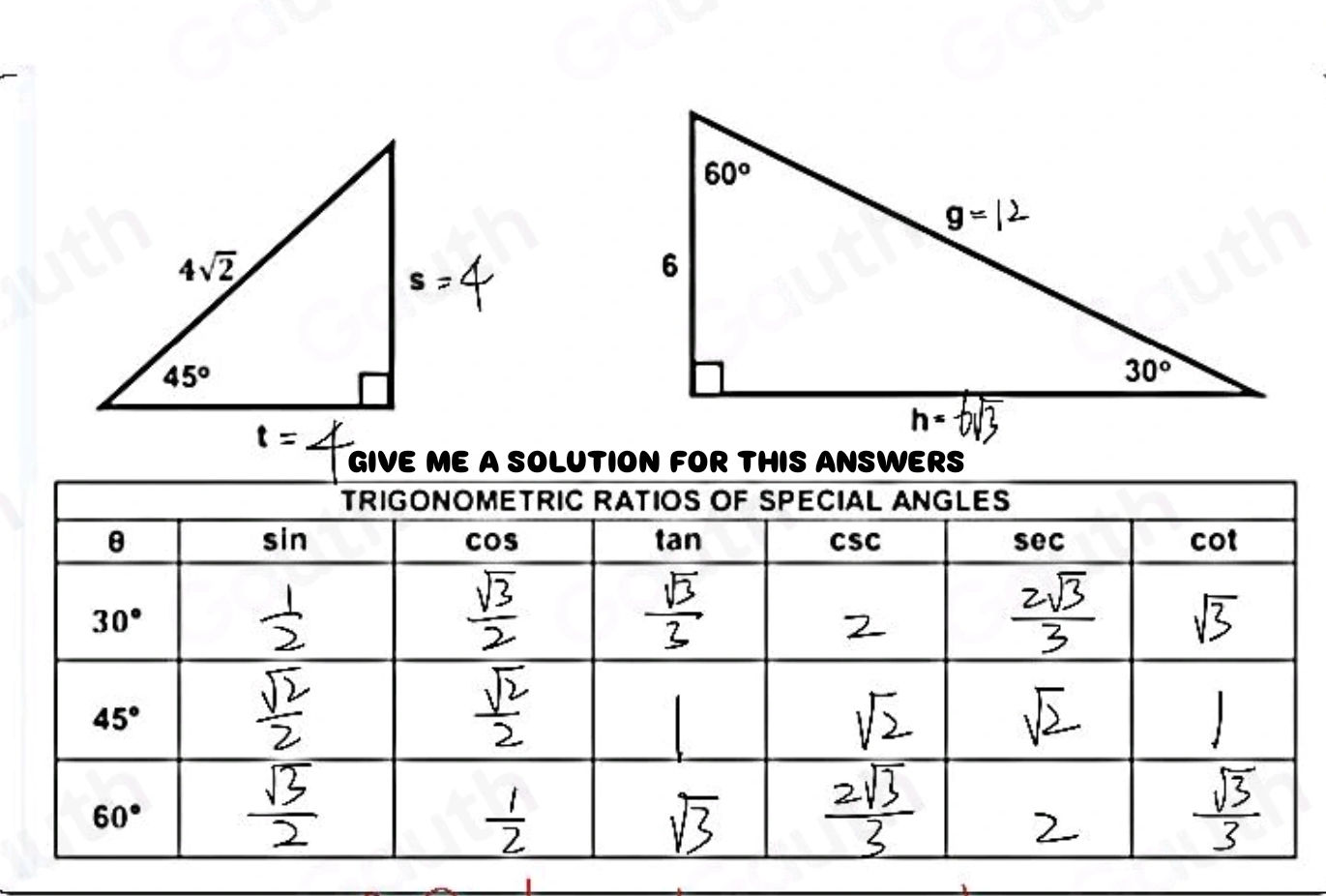 Consider the following trigonometric ratios | StudyX