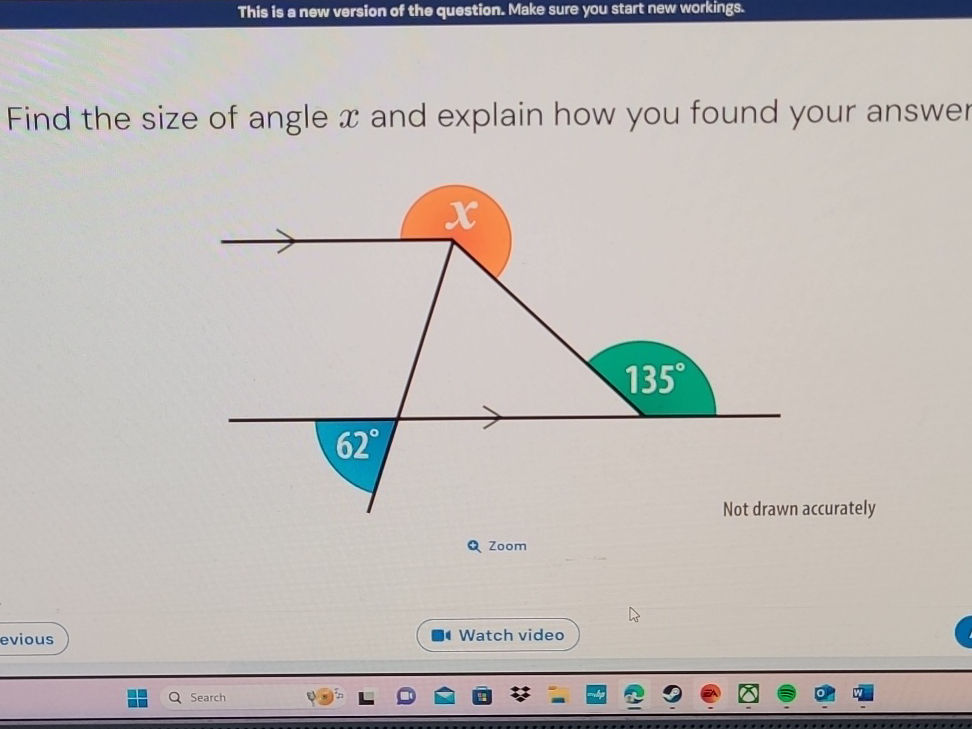 Find the size of angle $x$ and explain how | StudyX