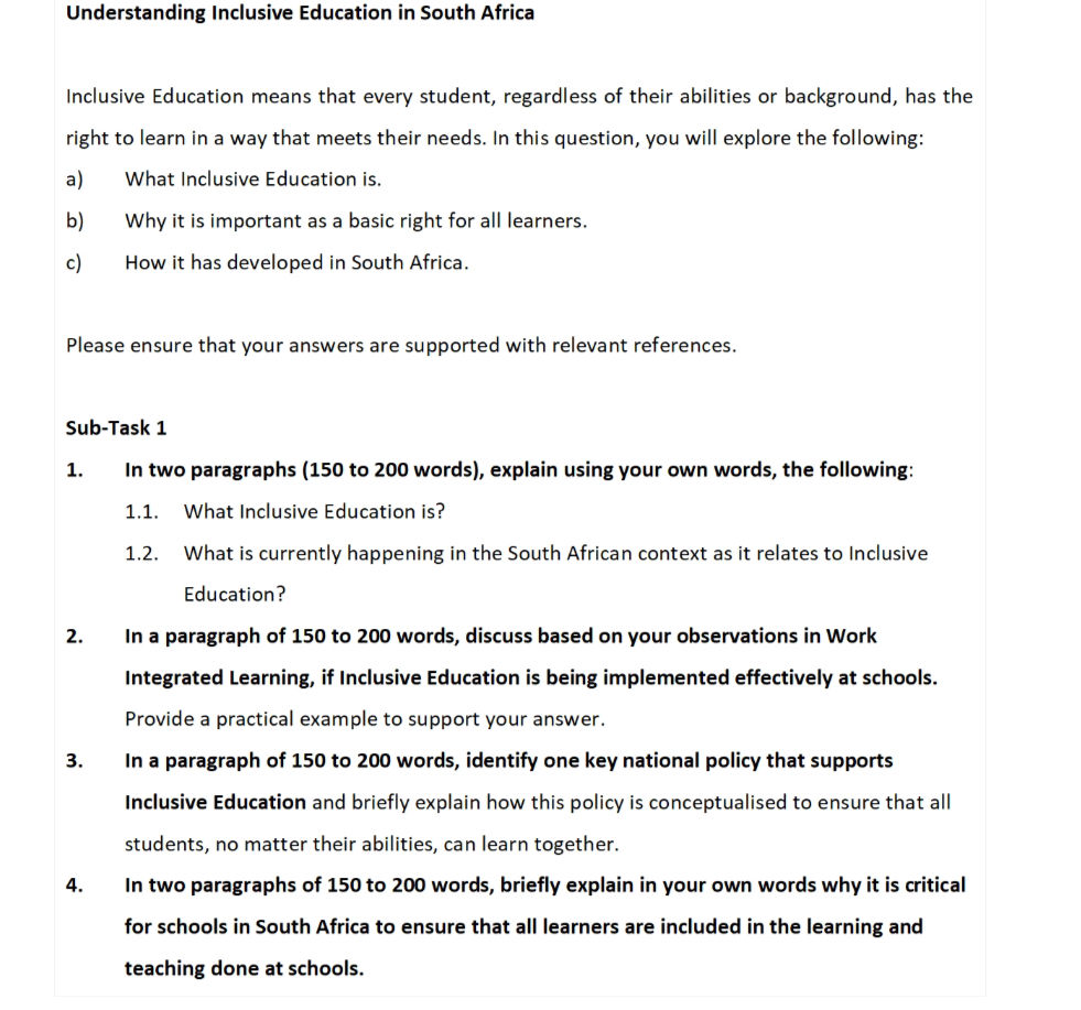 Understanding Inclusive Education in South | StudyX