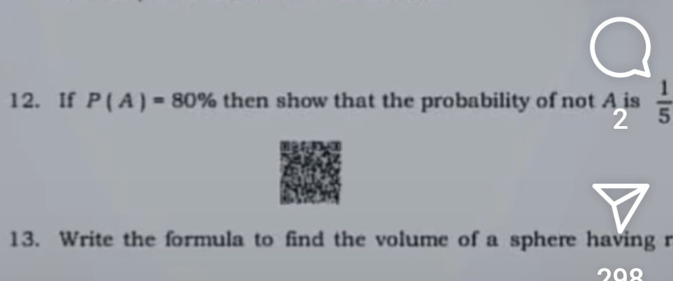 12. If $P(A) = 80\%$ then show that the | StudyX