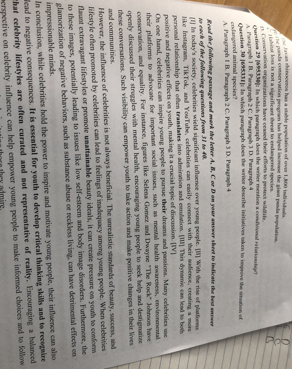 Question 29 [695330]: In which paragraph | StudyX