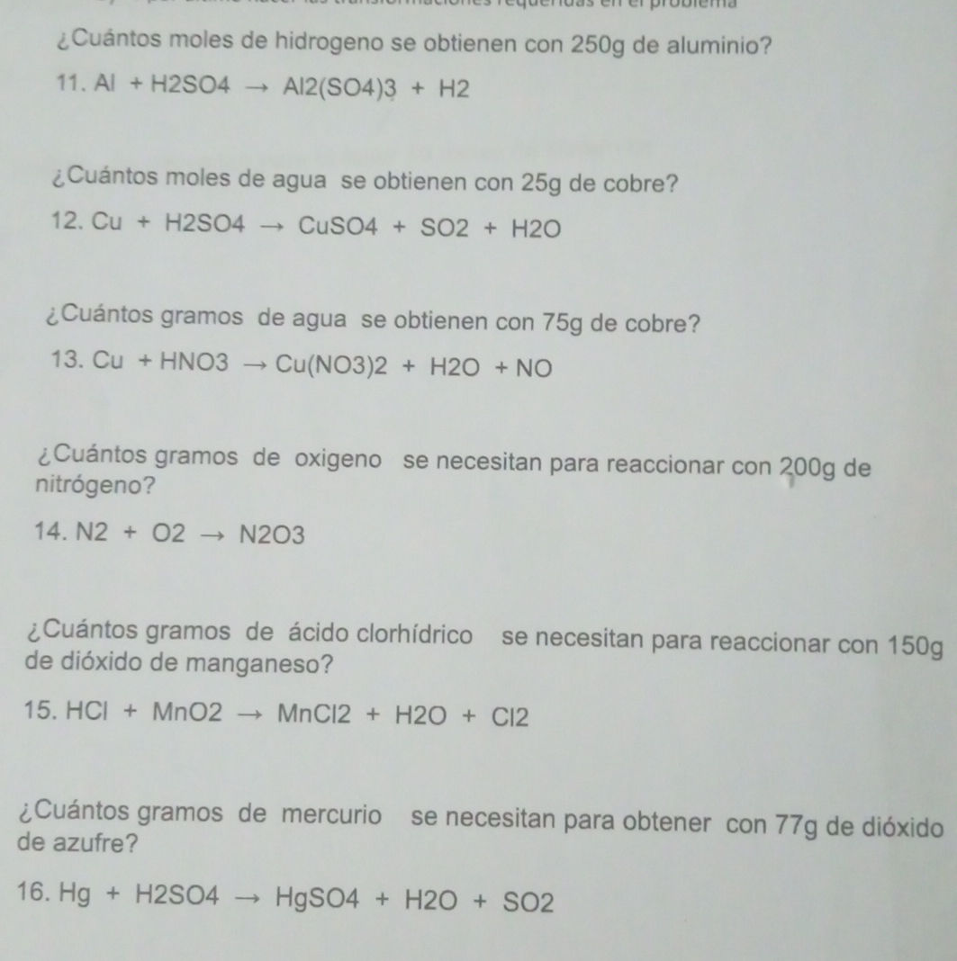 ¿Cuántos moles de hidrogeno se obtienen con | StudyX
