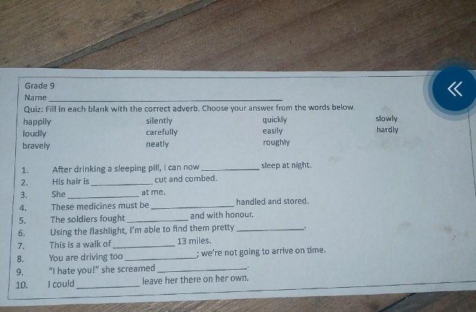 Quiz: Fill in each blank with the correct | StudyX