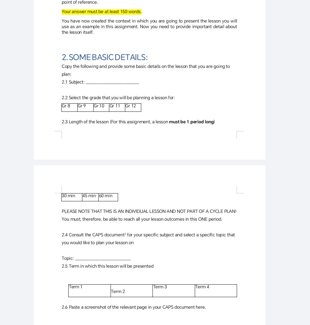 2. SOME BASIC DETAILS: Copy the following | StudyX