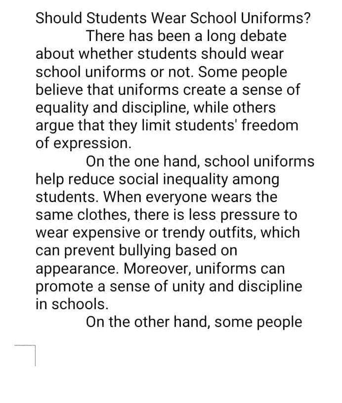 Should Students Wear School Uniforms? There | StudyX